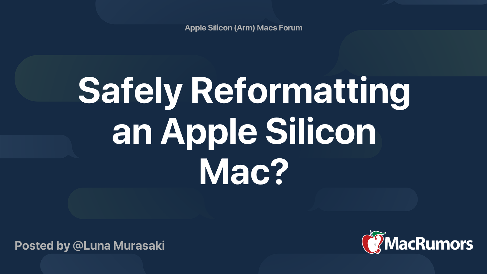 Safely Reformatting an Apple Silicon Mac? | MacRumors Forums
