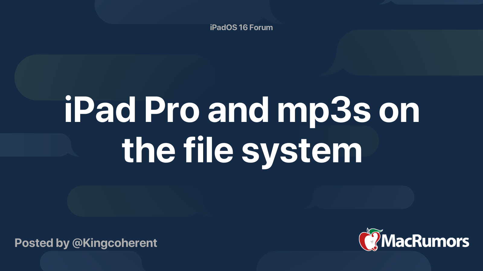 iPad Pro and mp3s on the file system | MacRumors Forums