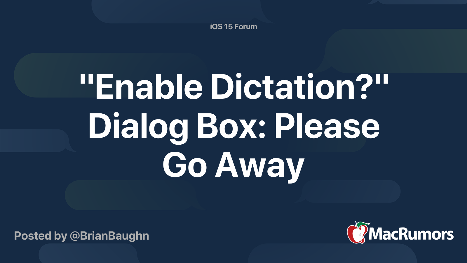 "Enable Dictation?" Dialog Box: Please Go Away | MacRumors Forums