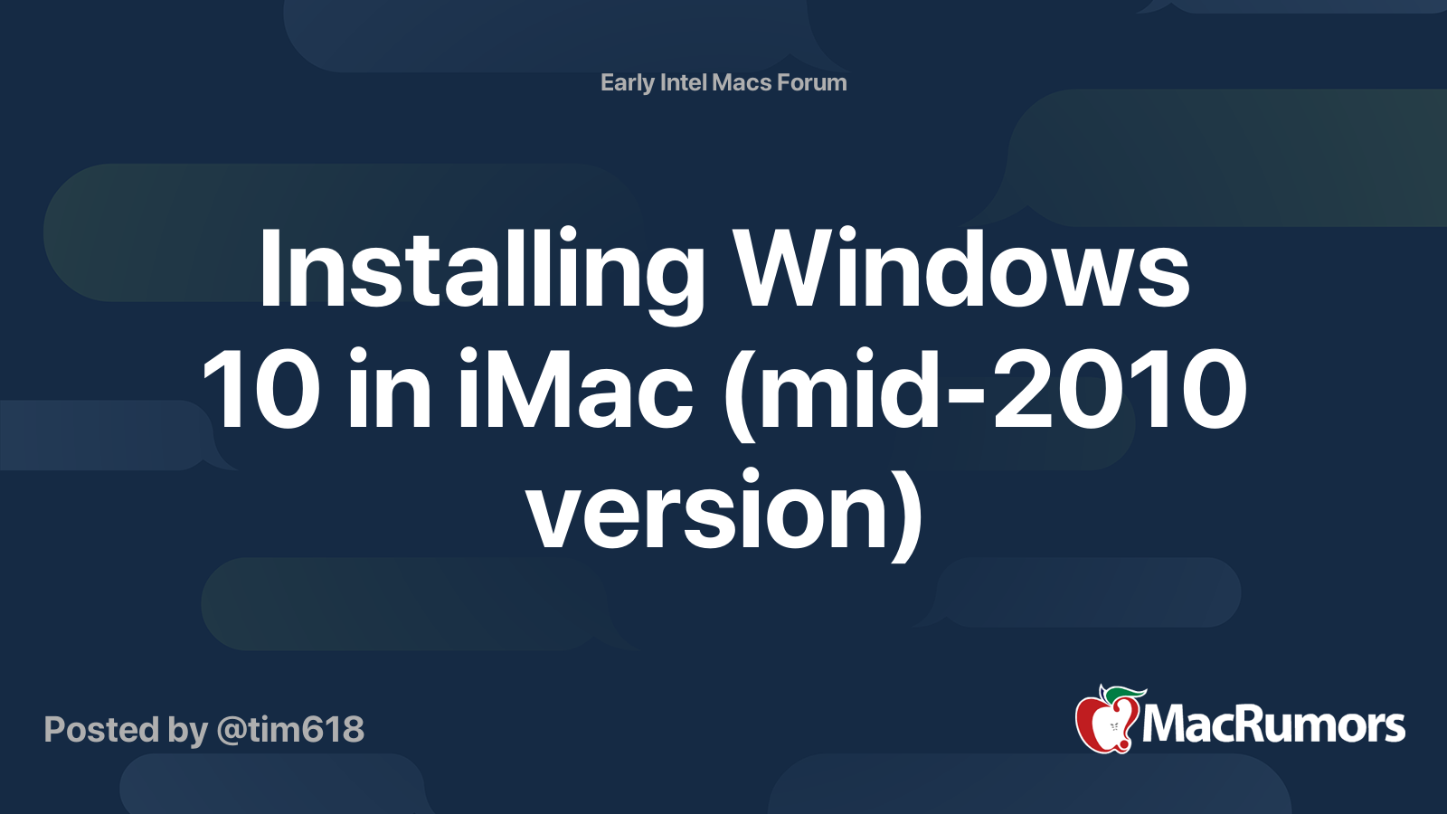 Installing Windows 10 in iMac (mid-2010 version) | MacRumors Forums