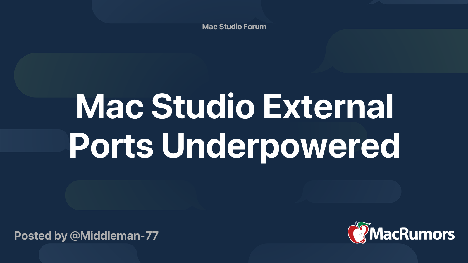 Mac Studio External Ports Underpowered | MacRumors Forums