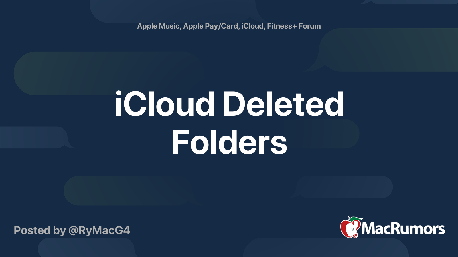 iCloud Deleted Folders | MacRumors Forums