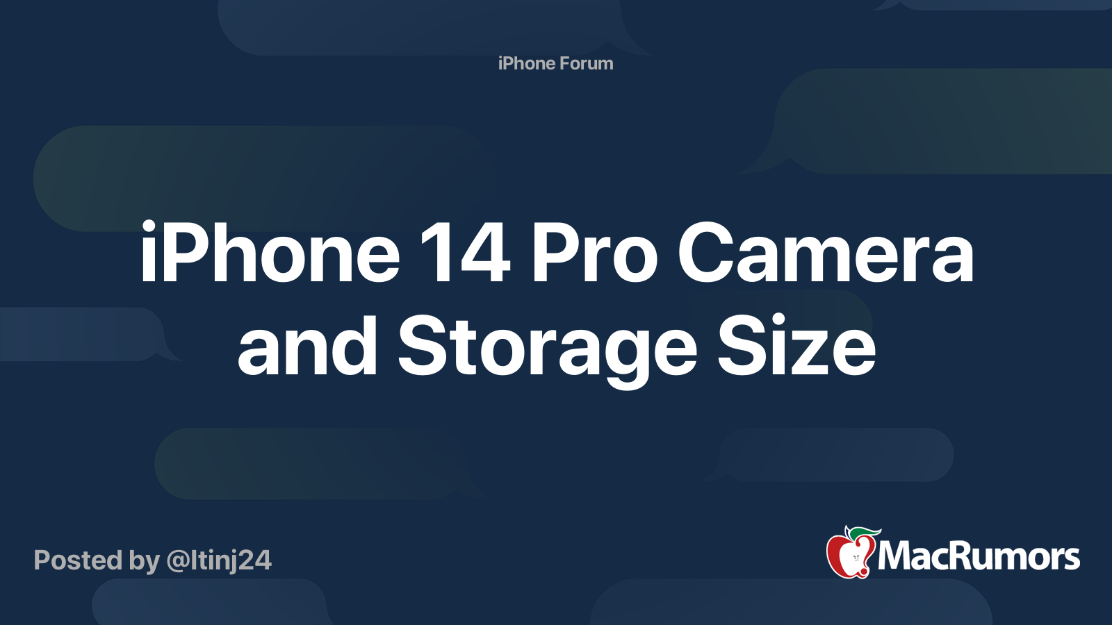 iPhone 14 Pro Camera and Storage Size | MacRumors Forums