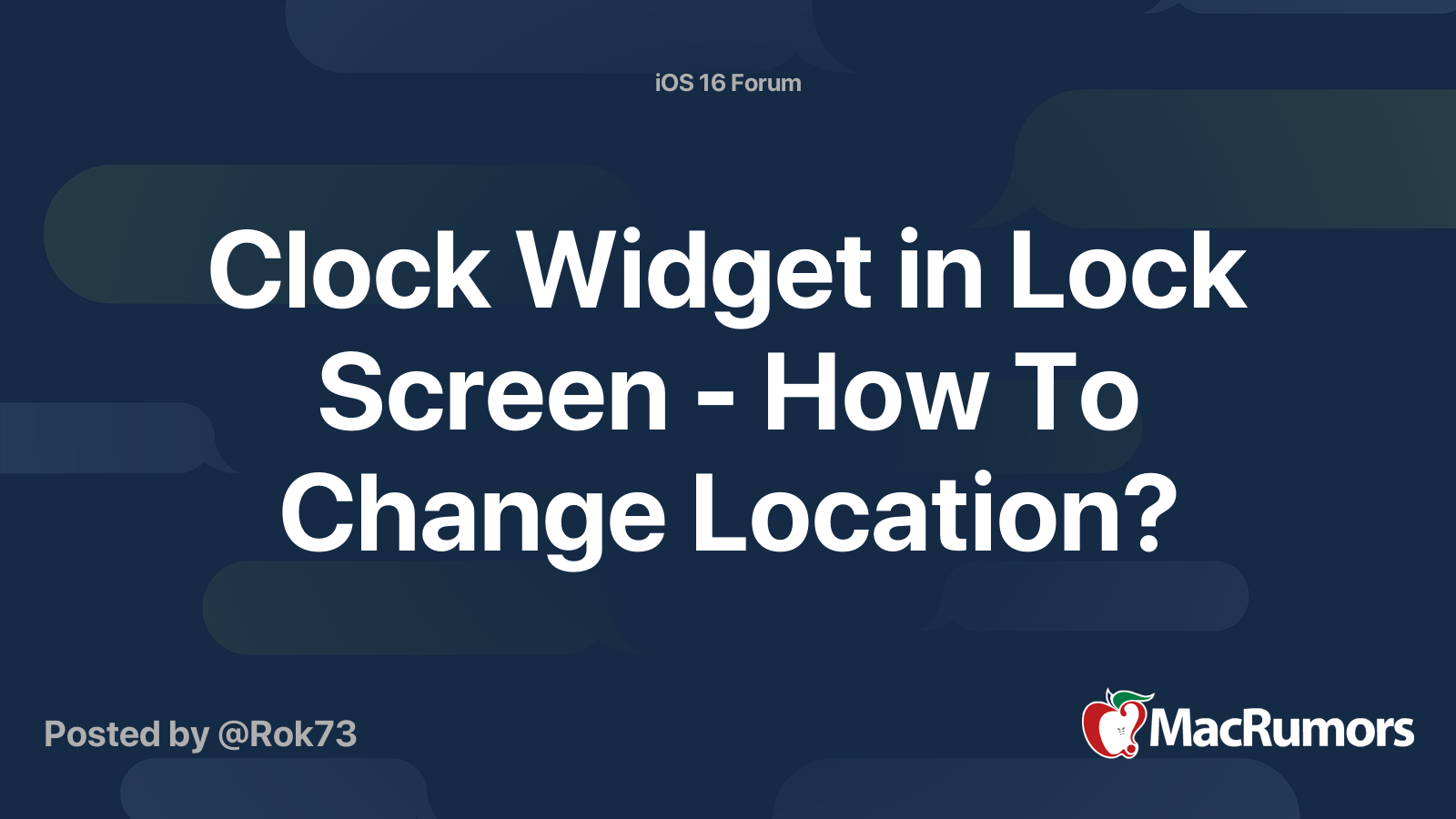 Clock Widget in Lock Screen - How To Change Location? | MacRumors Forums