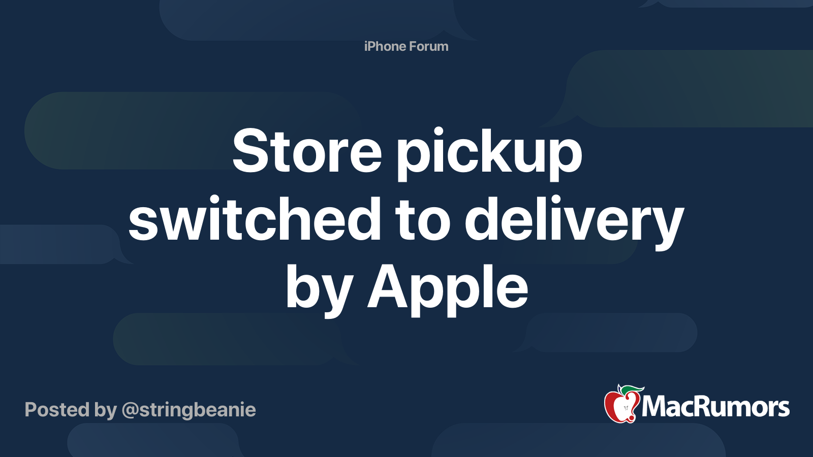 Store pickup switched to delivery by Apple | MacRumors Forums