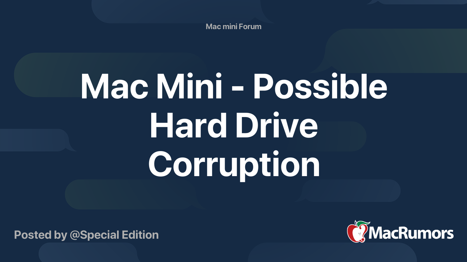 Mac Mini - Possible Hard Drive Corruption | MacRumors Forums