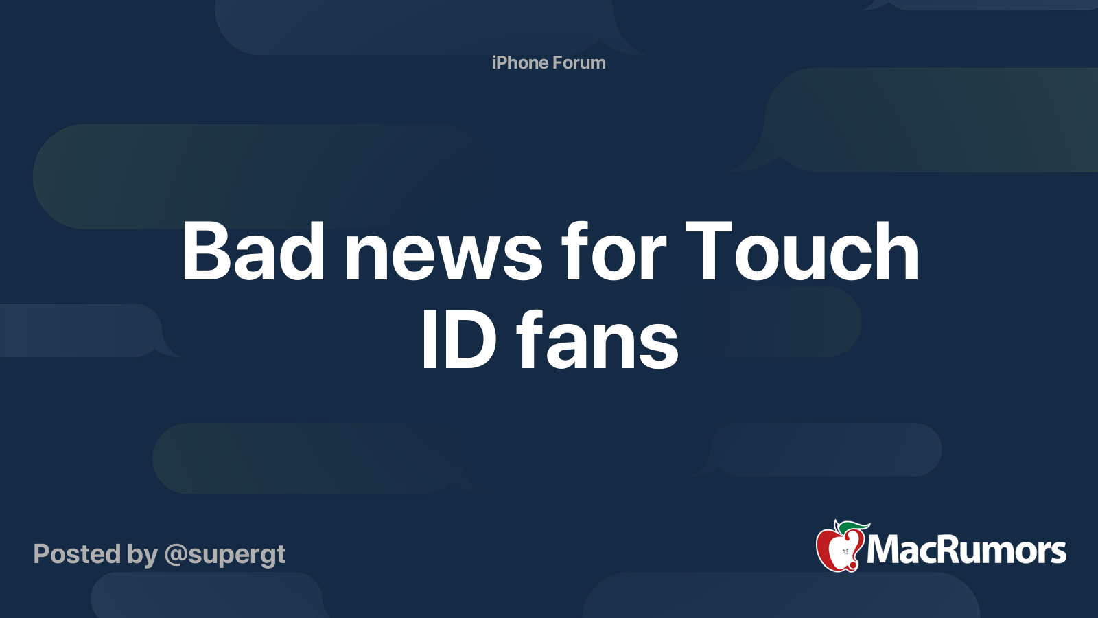 Bad news for Touch ID fans | MacRumors Forums