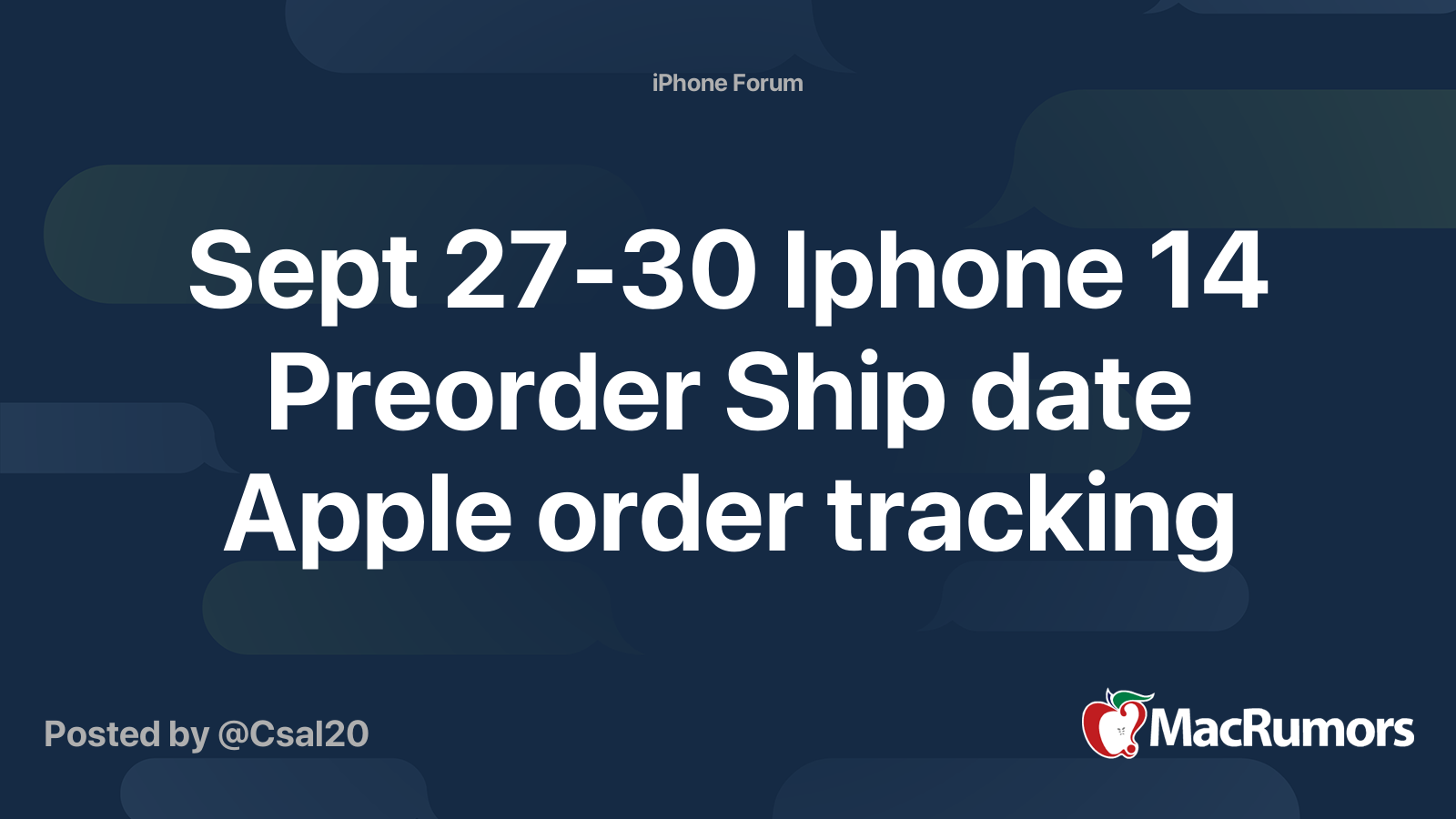 Sept 27-30 Iphone 14 Preorder Ship date Apple order tracking ...
