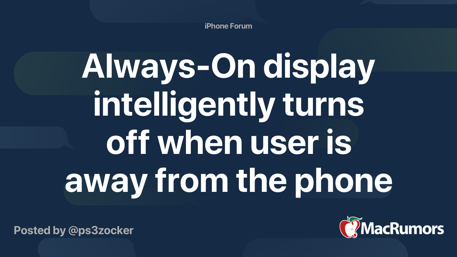 Always-On display intelligently turns off when user is away from the phone | MacRumors Forums