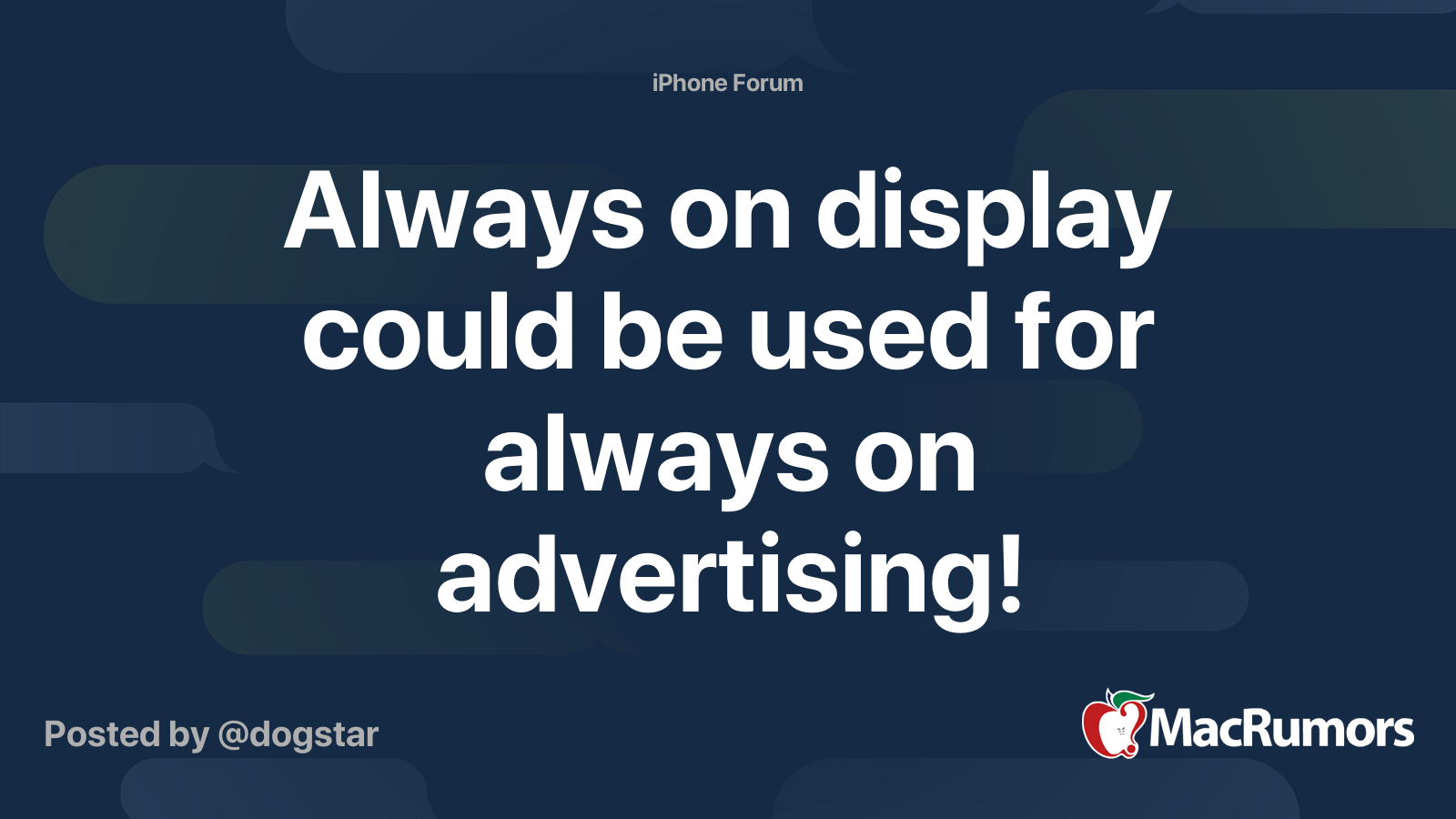 Always on display could be used for always on advertising! | MacRumors Forums