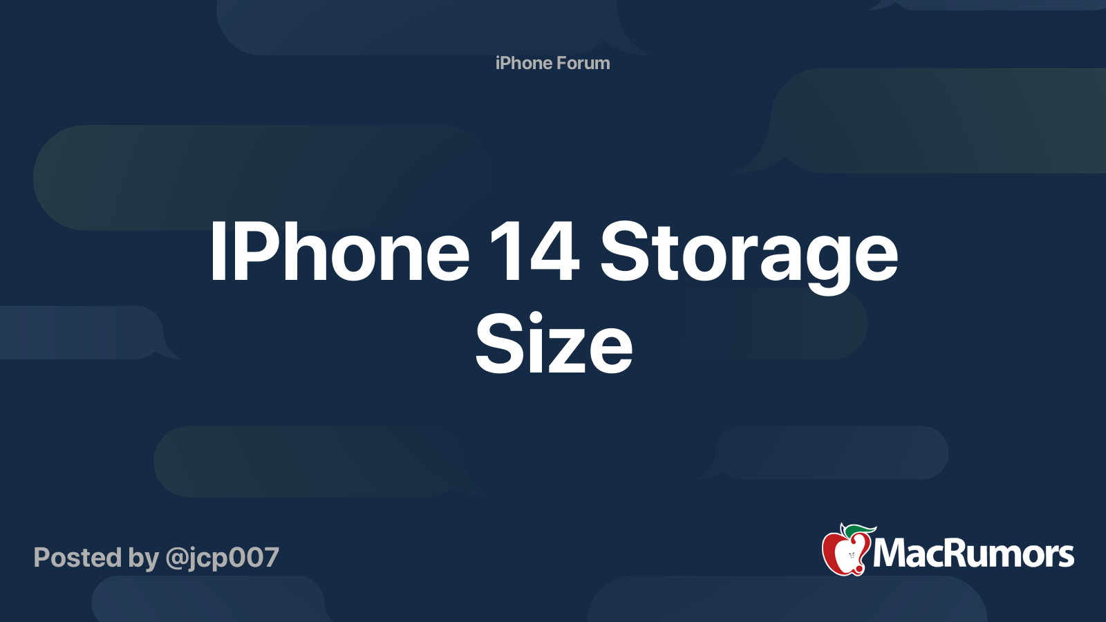 IPhone 14 Storage Size | MacRumors Forums