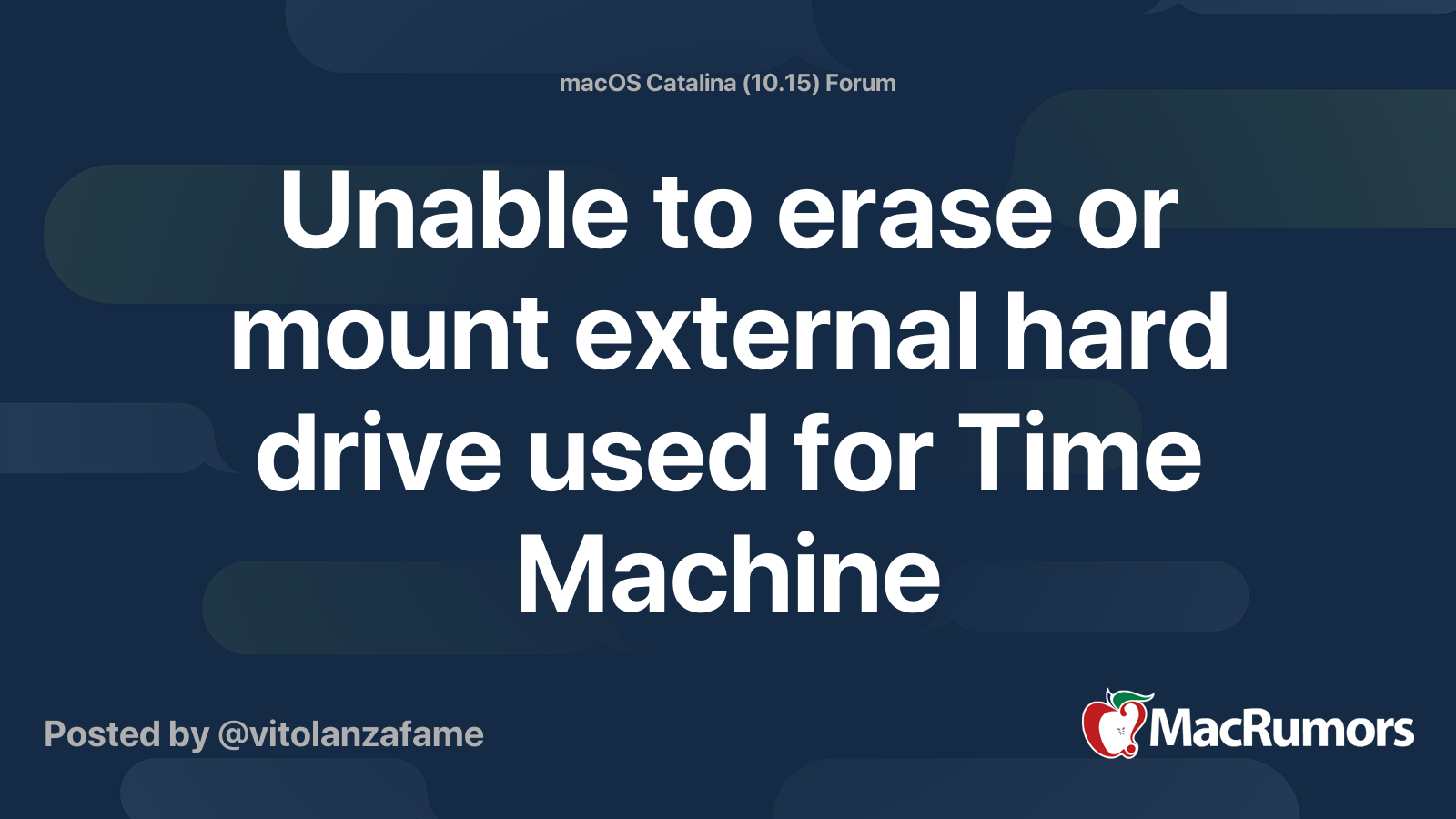 Unable to erase or mount external hard drive used for Time Machine | MacRumors Forums