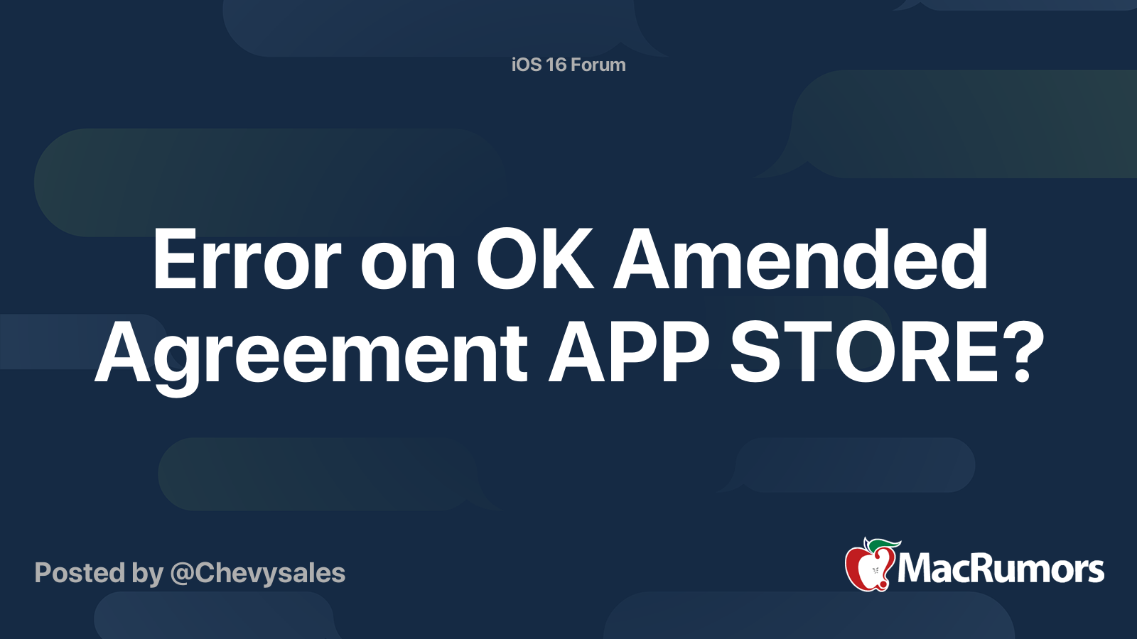 Error on OK Amended Agreement APP STORE? | MacRumors Forums