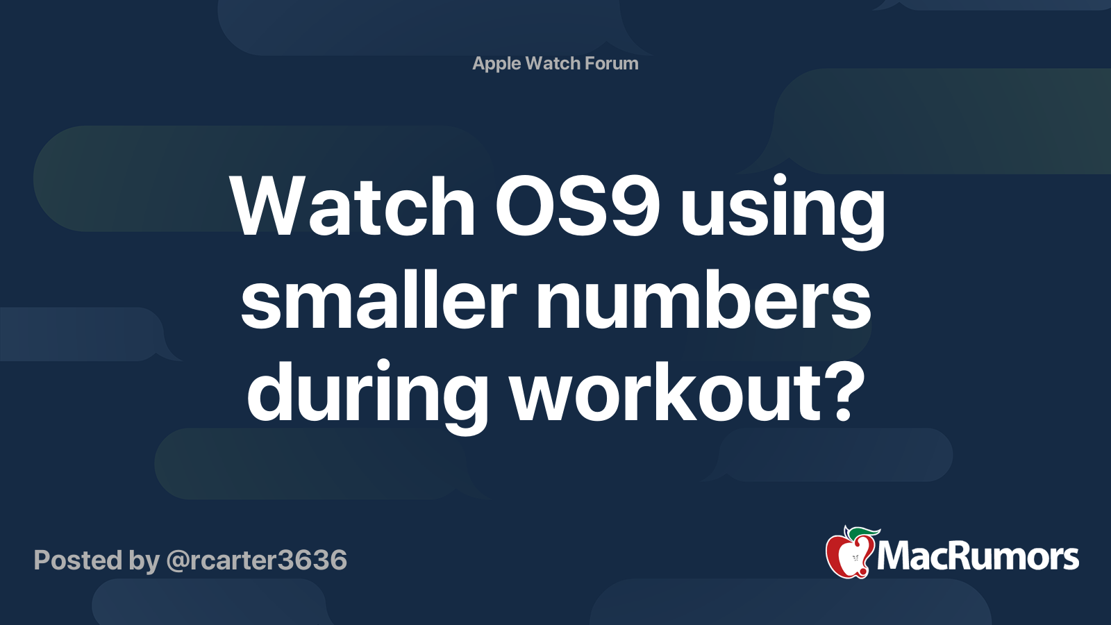 Watch OS9 using smaller numbers during workout? | MacRumors Forums