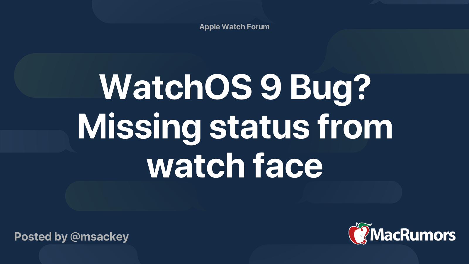 WatchOS 9 Bug? Missing status from watch face | MacRumors Forums