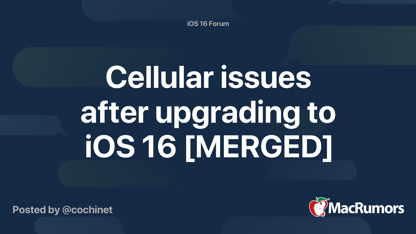 Cellular issues after upgrading to iOS 16 [MERGED] | MacRumors Forums