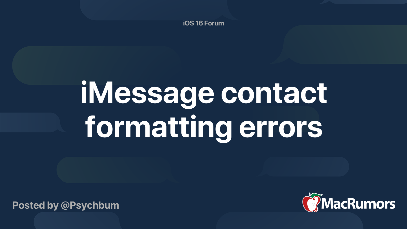 iMessage contact formatting errors | MacRumors Forums