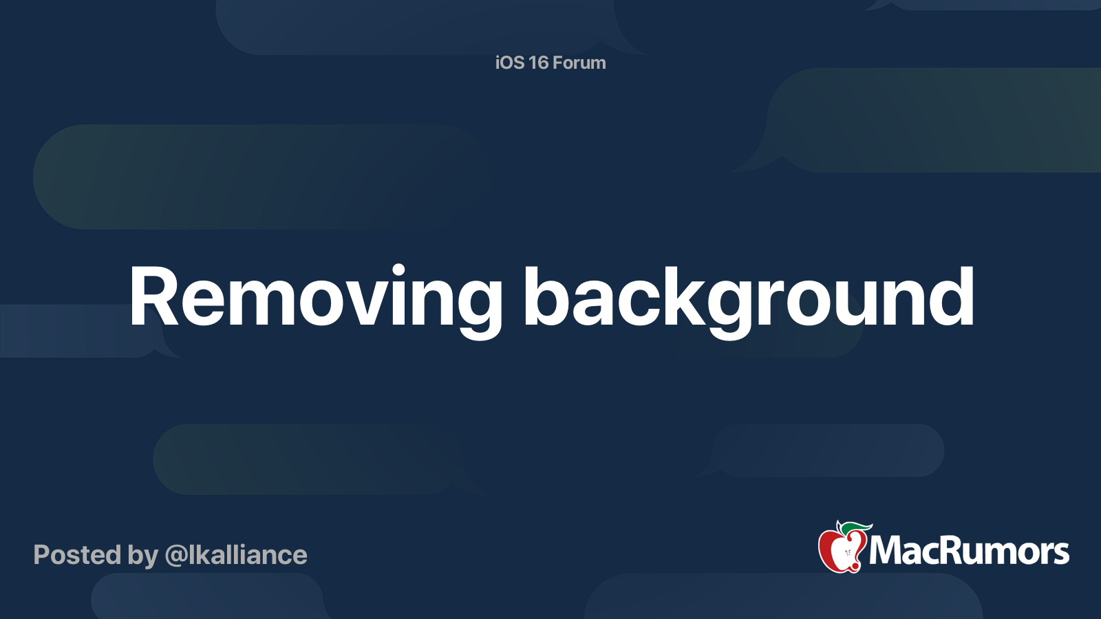 Removing background | MacRumors Forums
