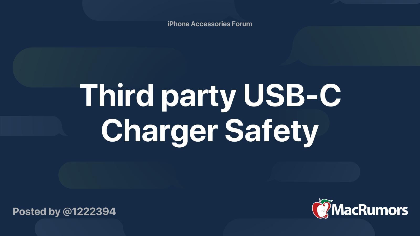 Third party USB-C Charger Safety | MacRumors Forums