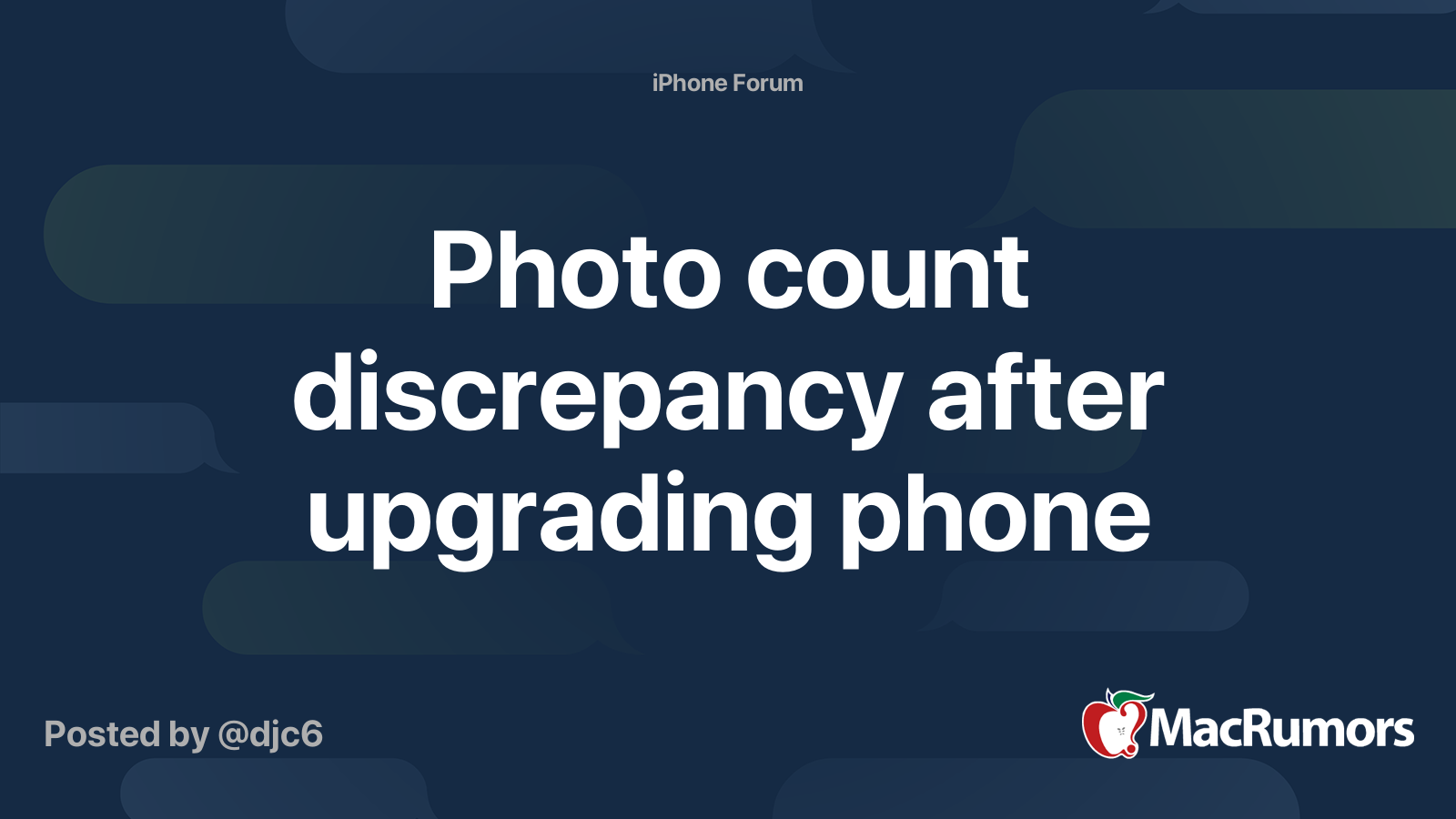 Photo count discrepancy after upgrading phone | MacRumors Forums