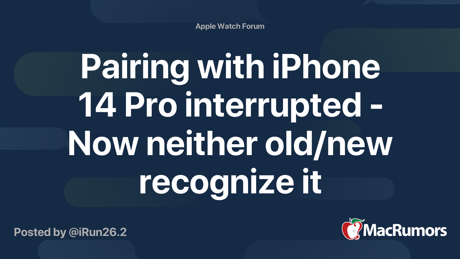 Pairing with iPhone 14 Pro interrupted - Now neither old/new recognize it | MacRumors Forums