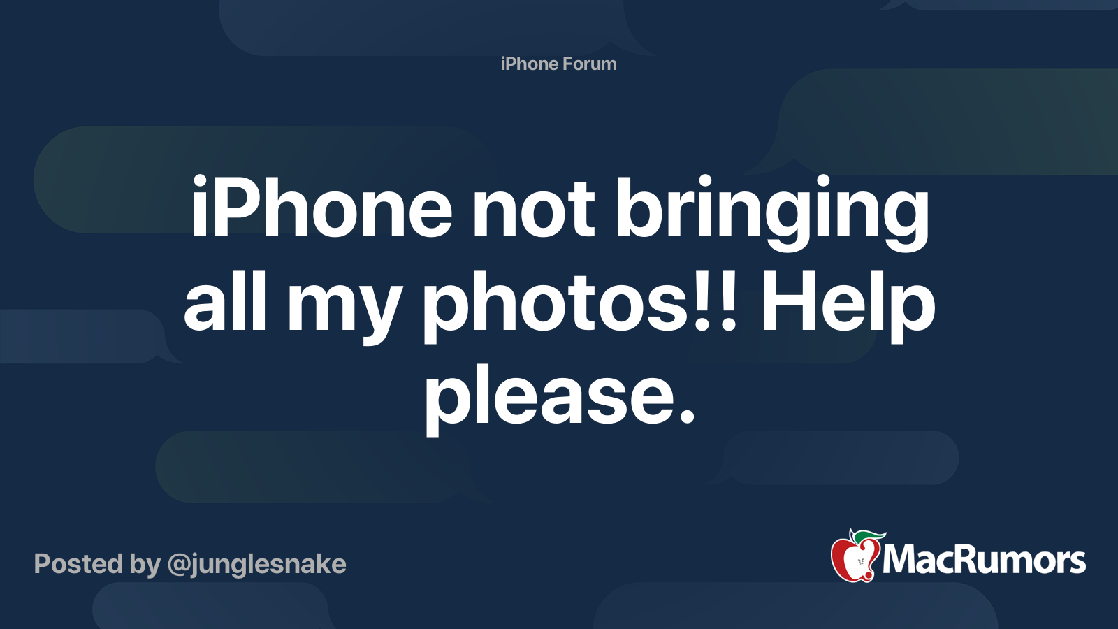 iPhone not bringing all my photos!! Help please. | MacRumors Forums