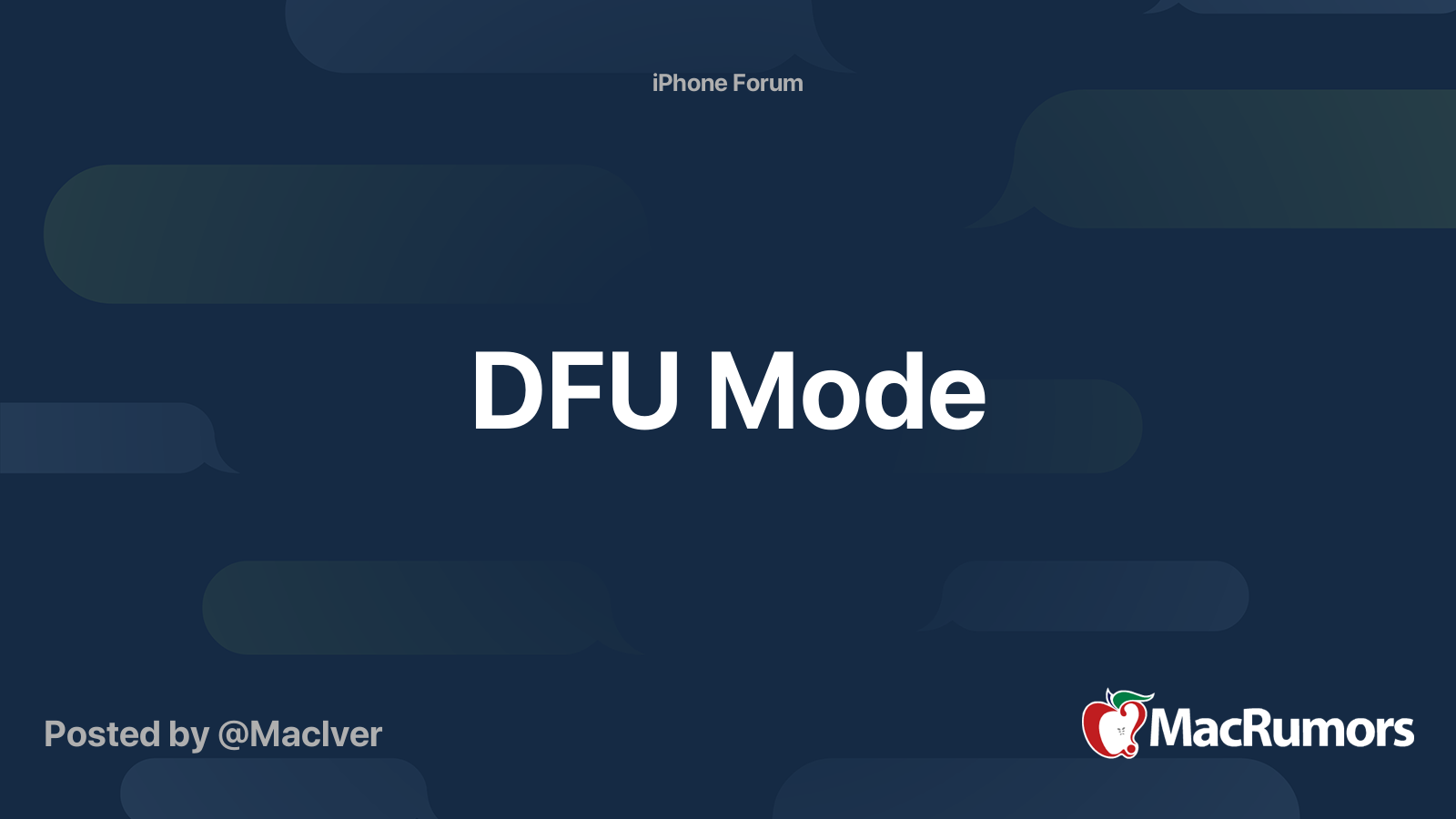 DFU Mode | MacRumors Forums