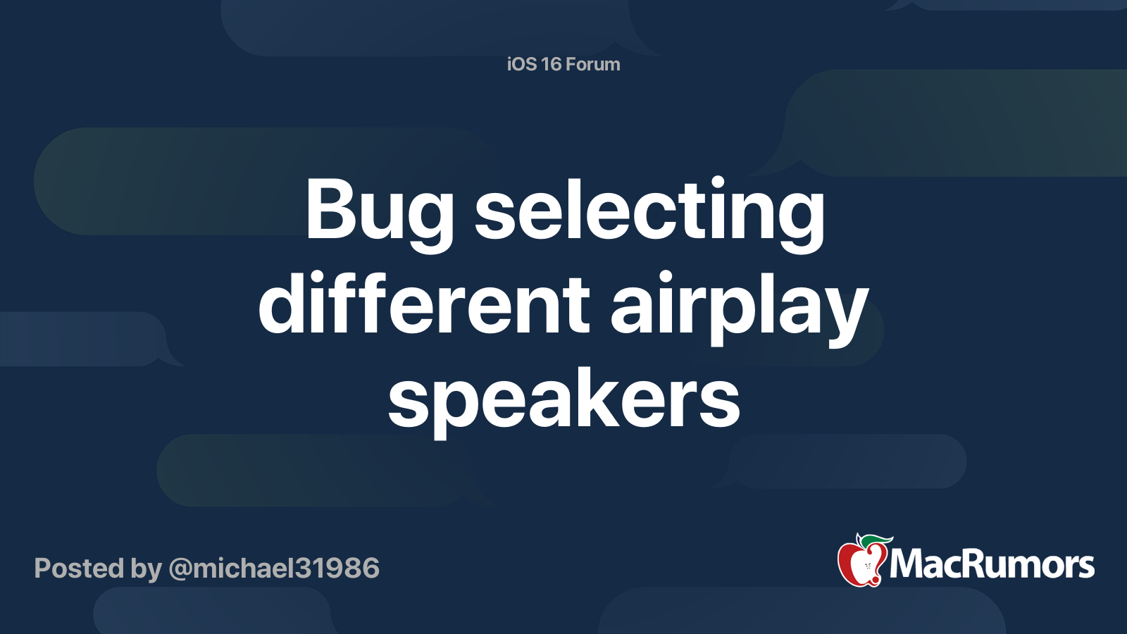 Bug selecting different airplay speakers | MacRumors Forums