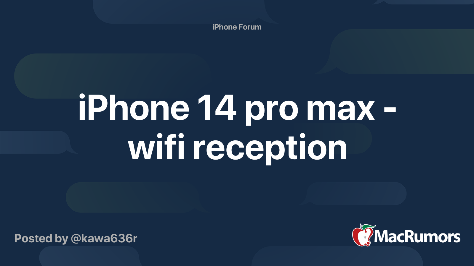 iPhone 14 pro max - wifi reception | MacRumors Forums