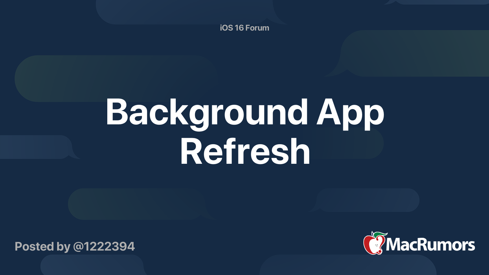 Background App Refresh | MacRumors Forums
