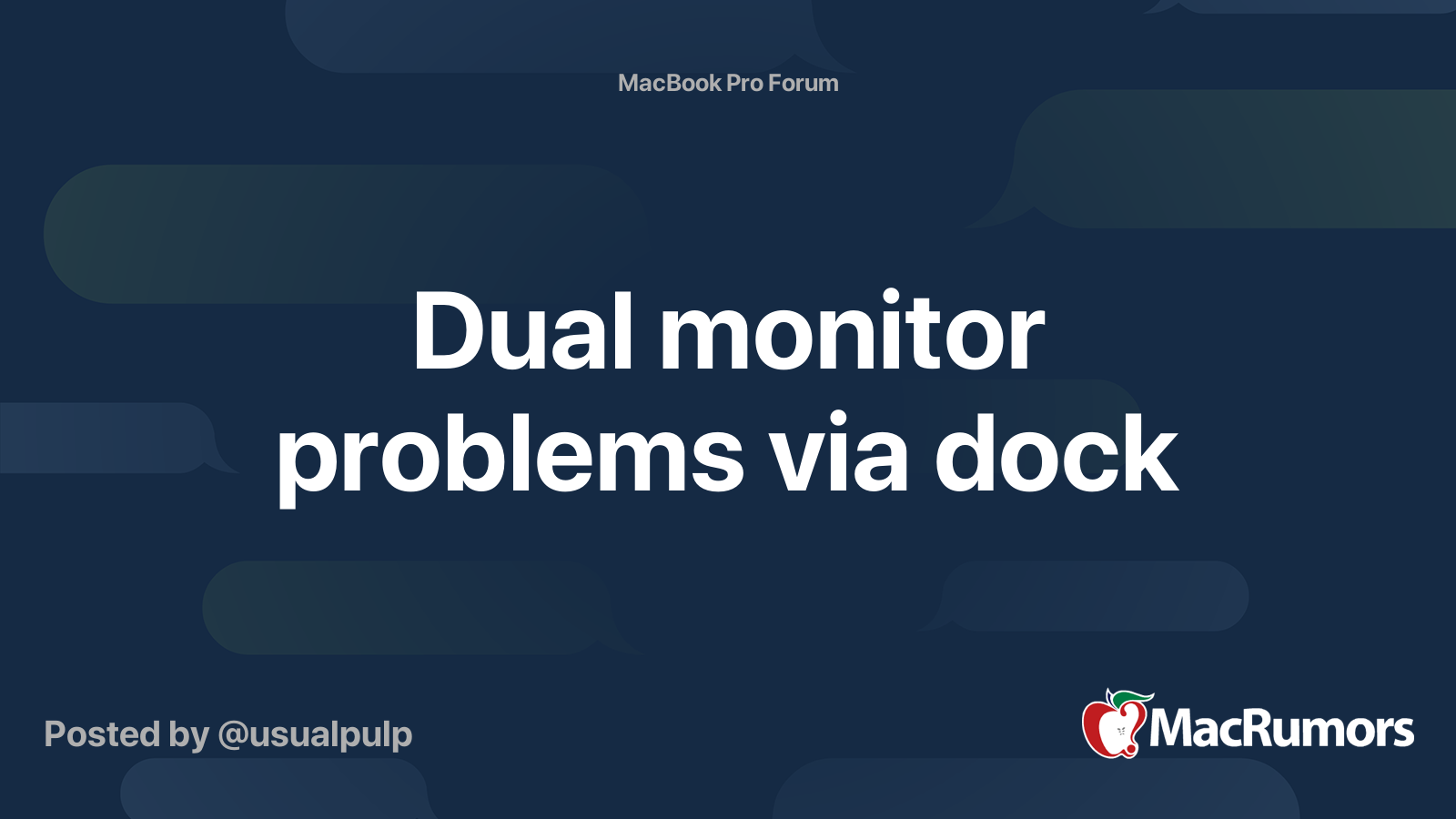 Dual monitor problems via dock | MacRumors Forums
