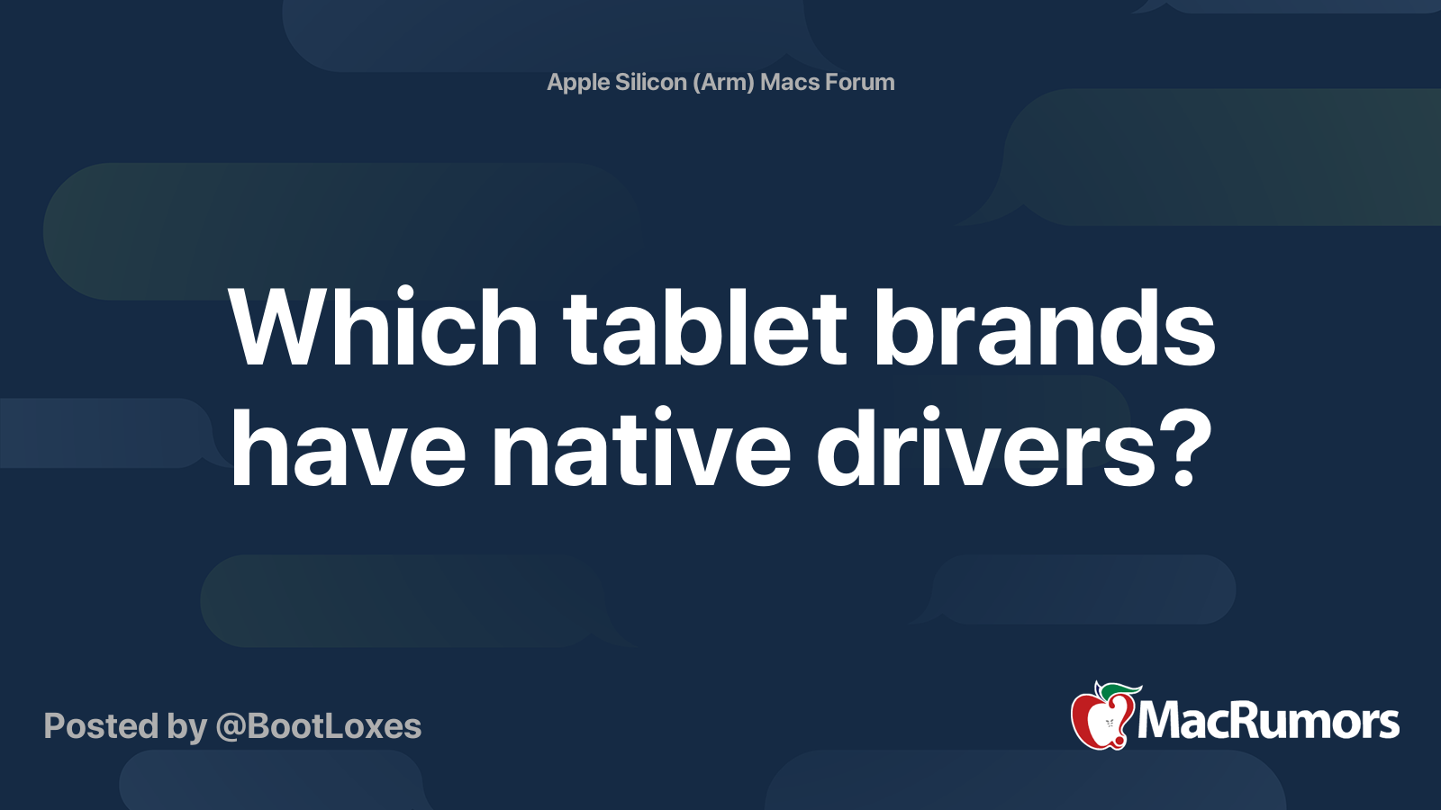 Which tablet brands have native drivers? | MacRumors Forums