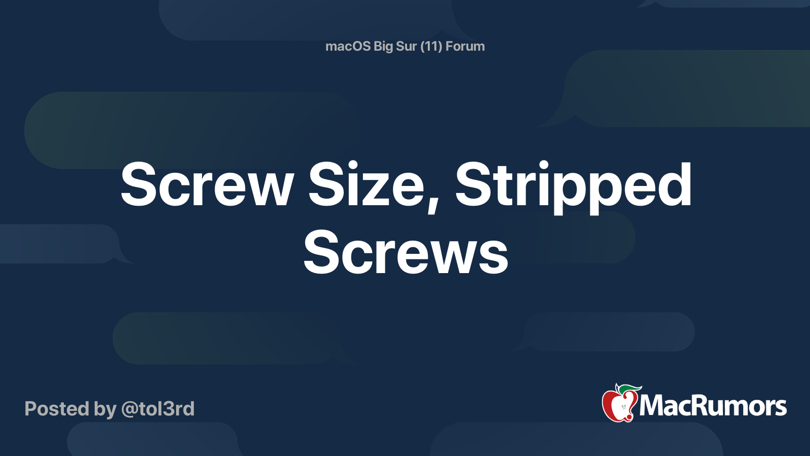 Screw Size, Stripped Screws | MacRumors Forums