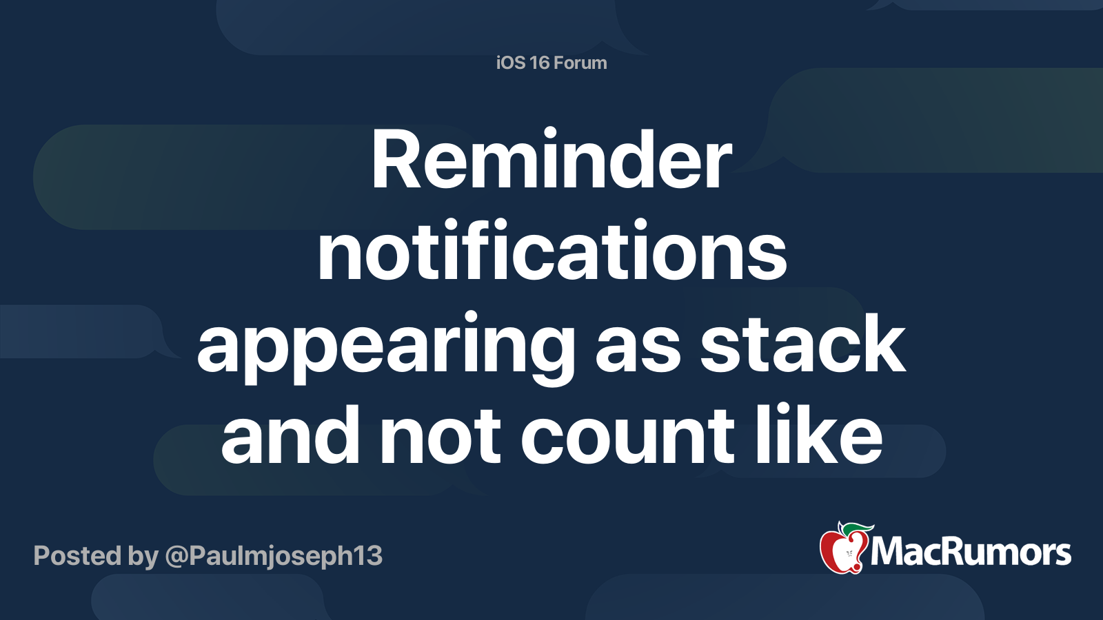 Reminder notifications appearing as stack and not count like every other notification ...