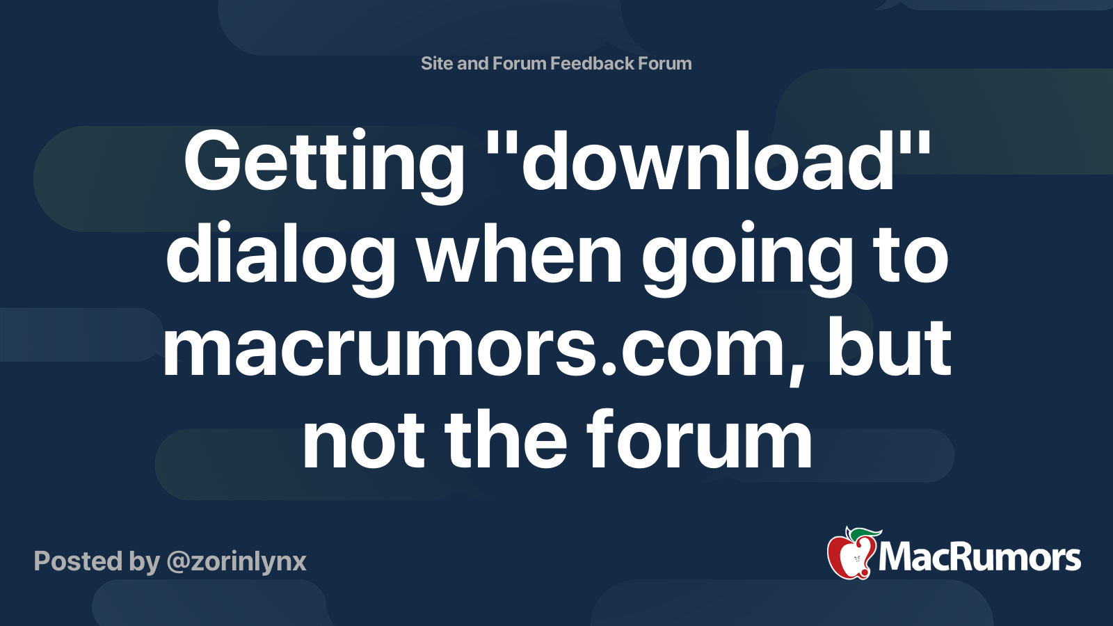 Getting "download" dialog when going to macrumors.com, but not the forum | MacRumors Forums