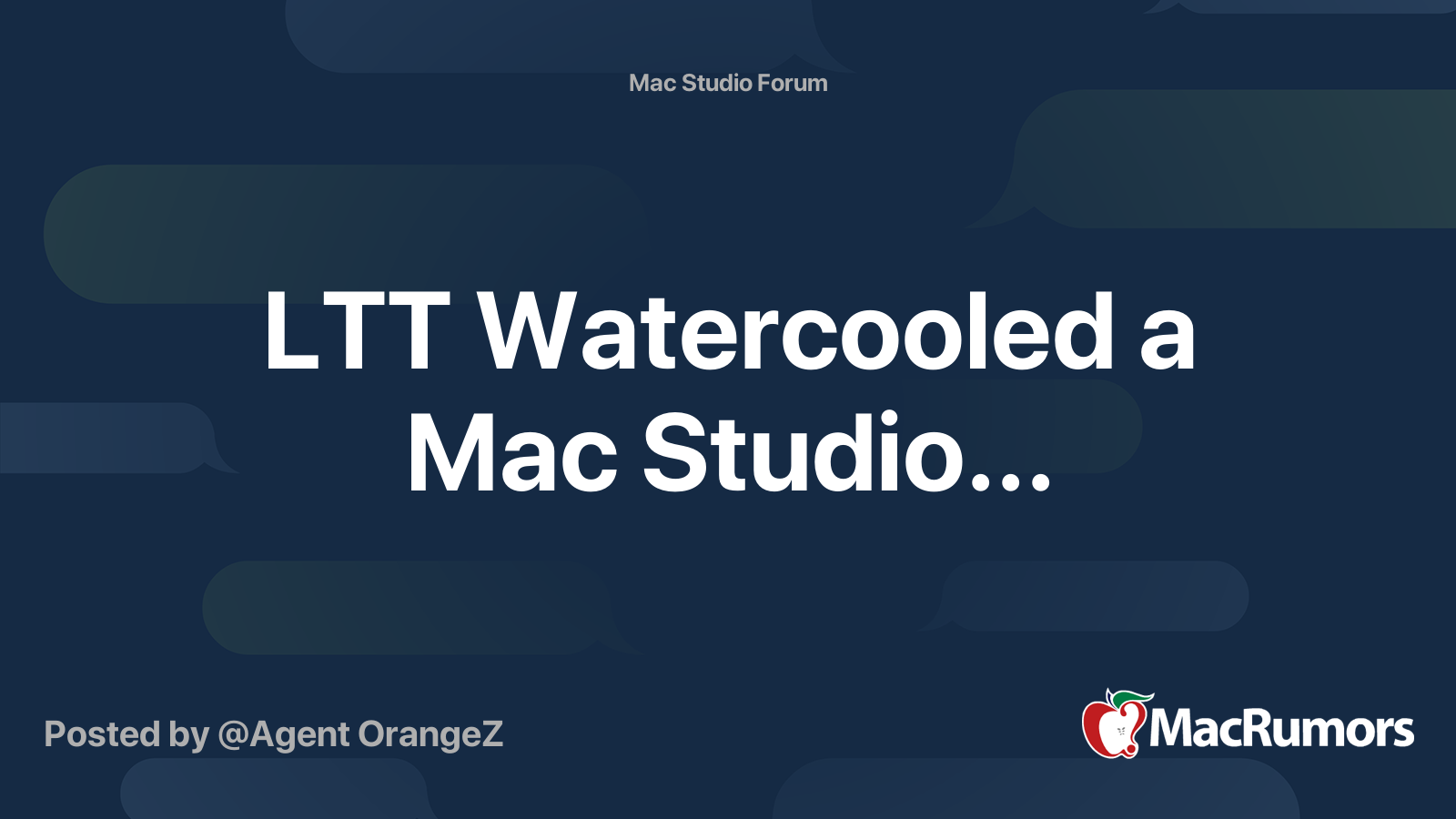 LTT Watercooled a Mac Studio... | MacRumors Forums