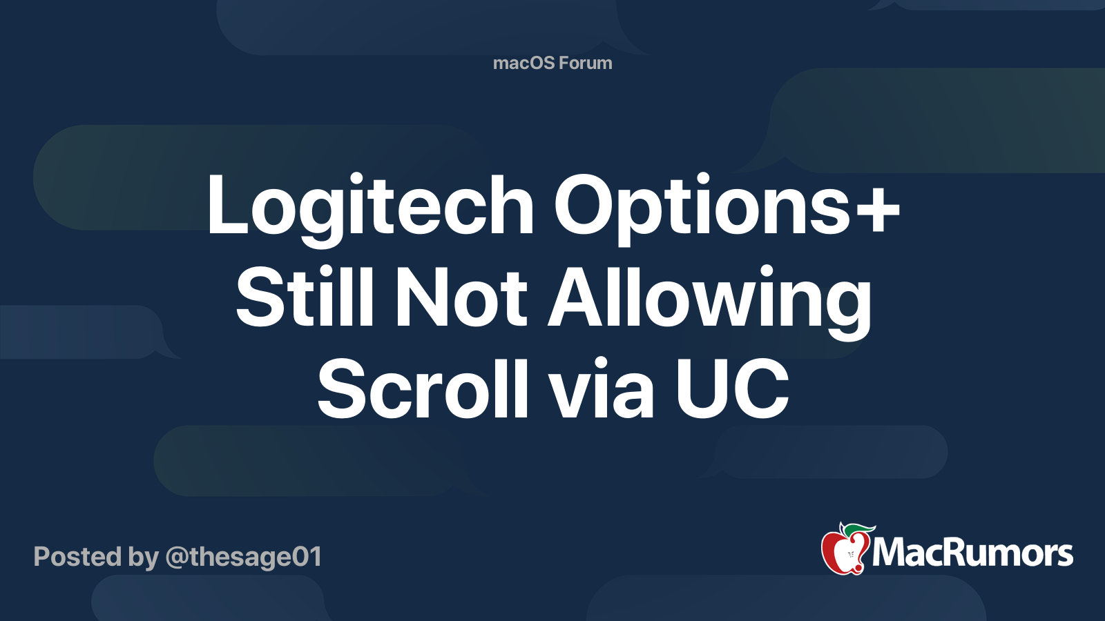 Logitech Options+ Still Not Allowing Scroll via UC | MacRumors Forums