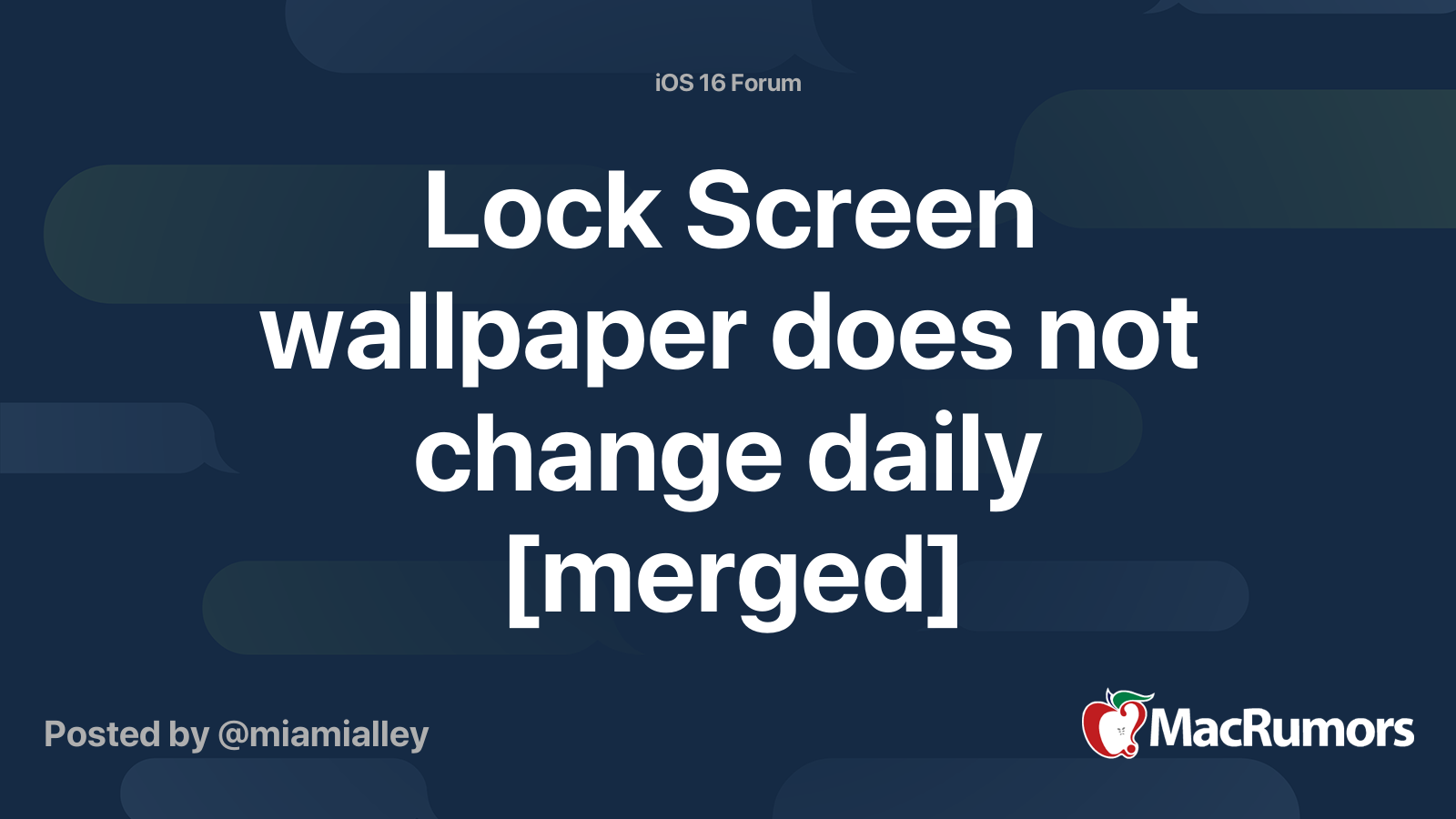 Lock Screen wallpaper does not change daily [merged] | MacRumors Forums