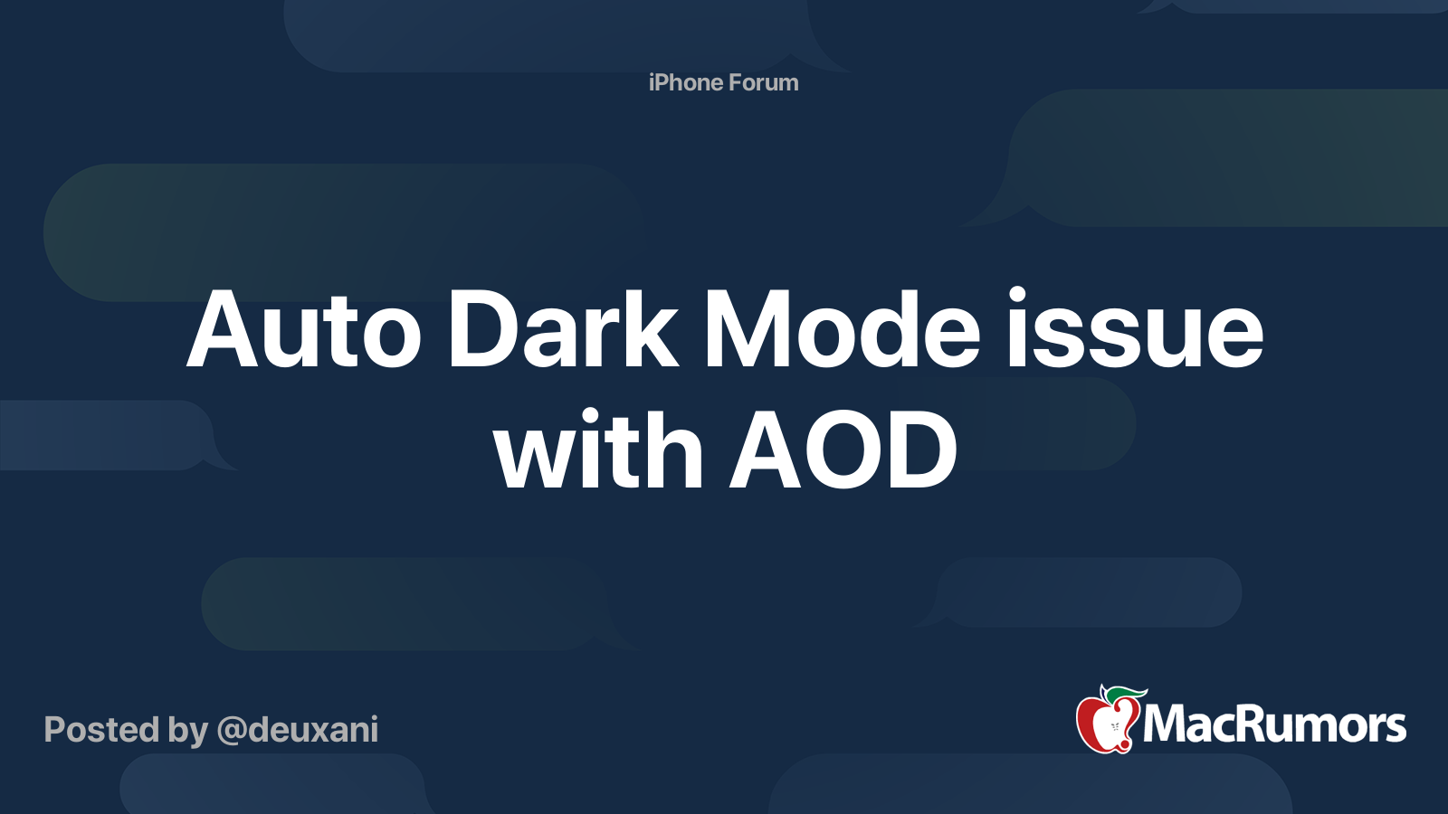 Auto Dark Mode issue with AOD | MacRumors Forums