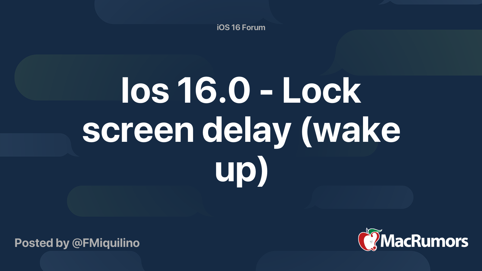 Ios 16.0 - Lock screen delay (wake up) | MacRumors Forums