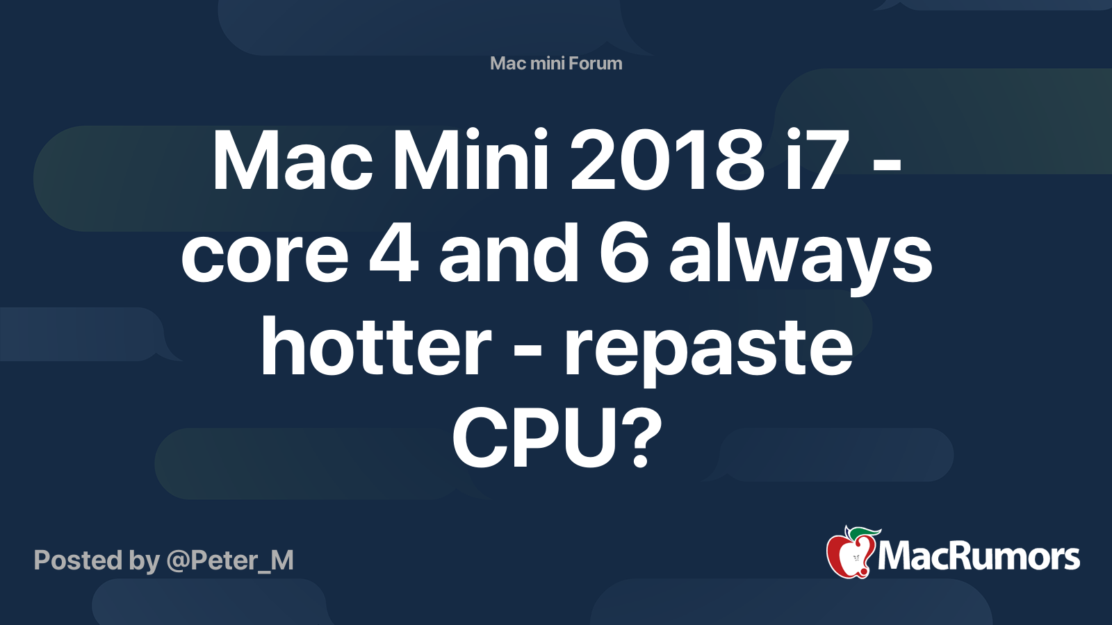 Mac Mini 2018 i7 - core 4 and 6 always hotter - repaste CPU? | MacRumors Forums