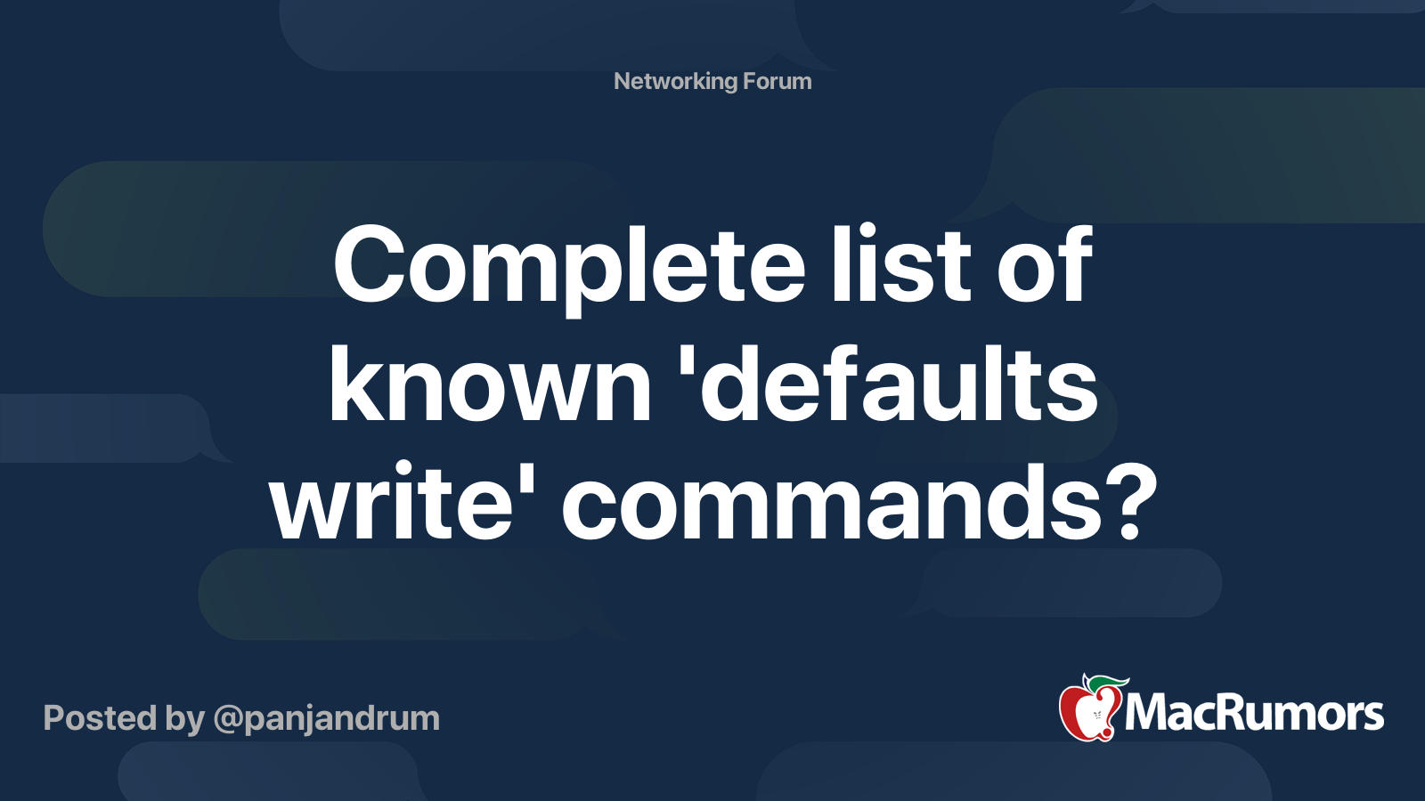 Complete List Of Known Defaults Write Commands Macrumors Forums 2268