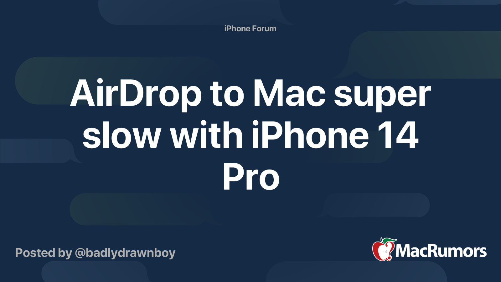 AirDrop to Mac super slow with iPhone 14 Pro | MacRumors Forums