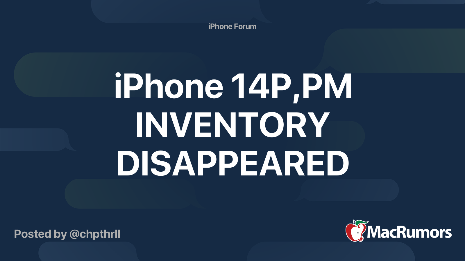iPhone 14P,PM INVENTORY DISAPPEARED | MacRumors Forums