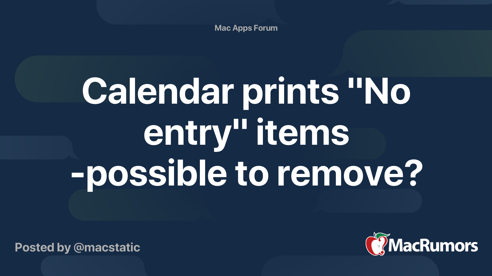 Calendar prints "No entry" items -possible to remove? | MacRumors Forums