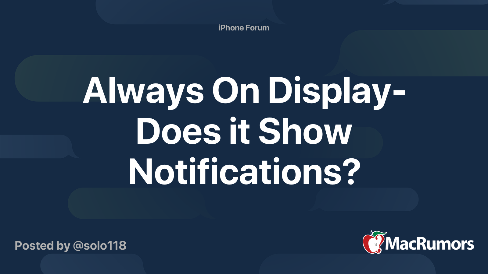 Always On Display- Does it Show Notifications? | MacRumors Forums