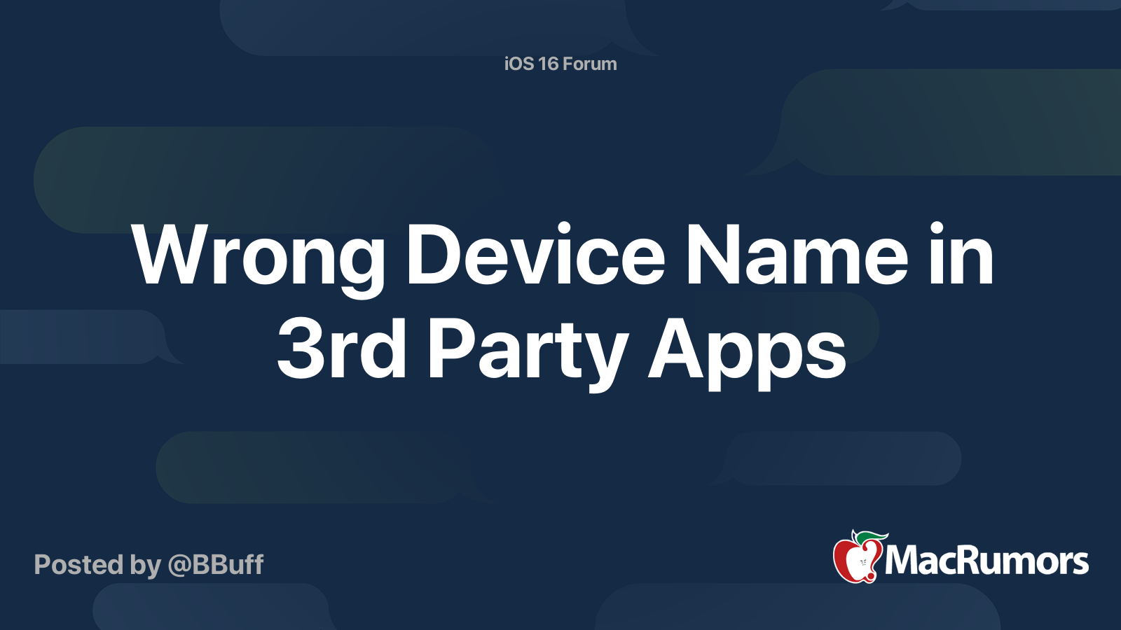 Wrong Device Name in 3rd Party Apps | MacRumors Forums