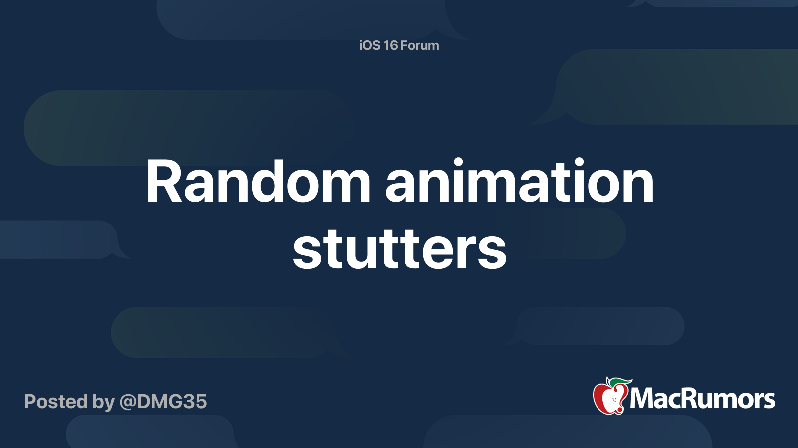 Random animation stutters | MacRumors Forums