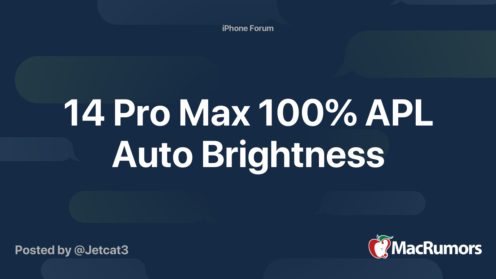 14 Pro Max 100% APL Auto Brightness | MacRumors Forums