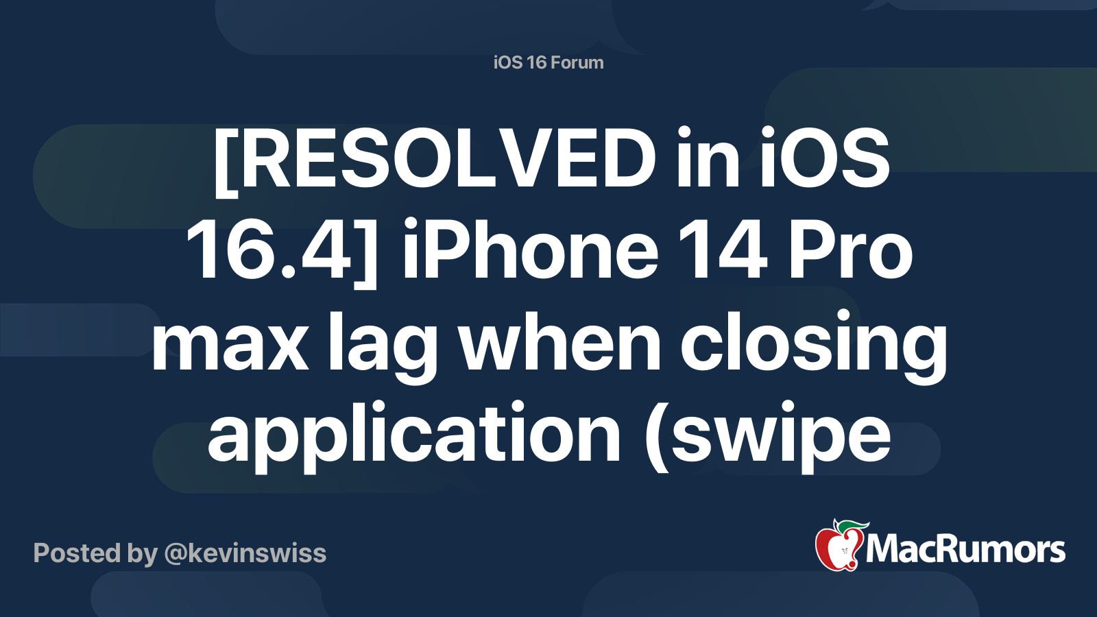 [RESOLVED in iOS 16.4] iPhone 14 Pro max lag when closing application (swipe up) | MacRumors Forums